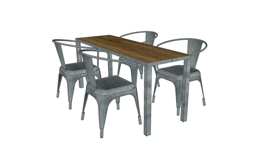 Dining Table and Tolix Arm Chairs | 3D Warehouse