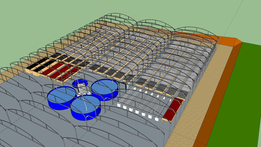 Aquaponic farm project - 1500m² greenhouse | 3D Warehouse