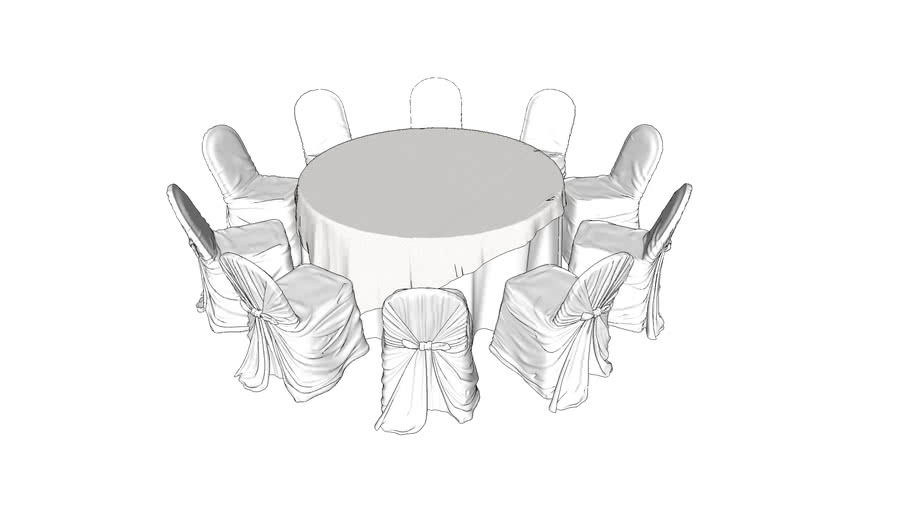 WEDDING TABLE CLOTH 180CM DIAMETER X 75CM HEIGHT | 3D Warehouse