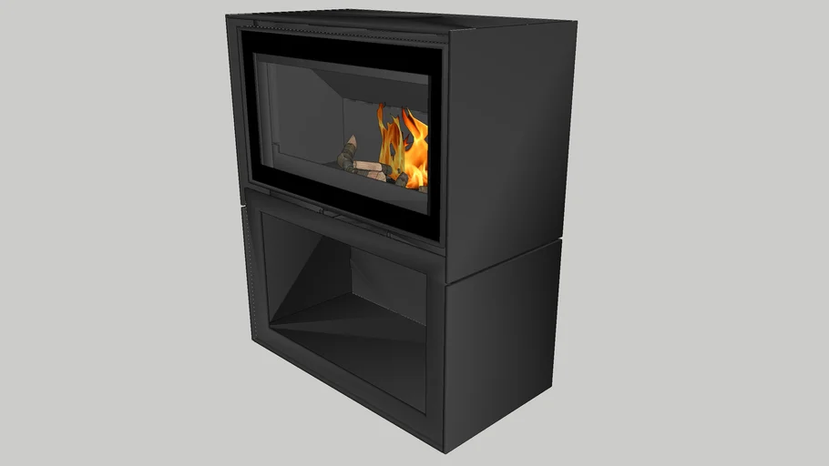 Barbas BOX 20 75 glass door with log store | 3D Warehouse