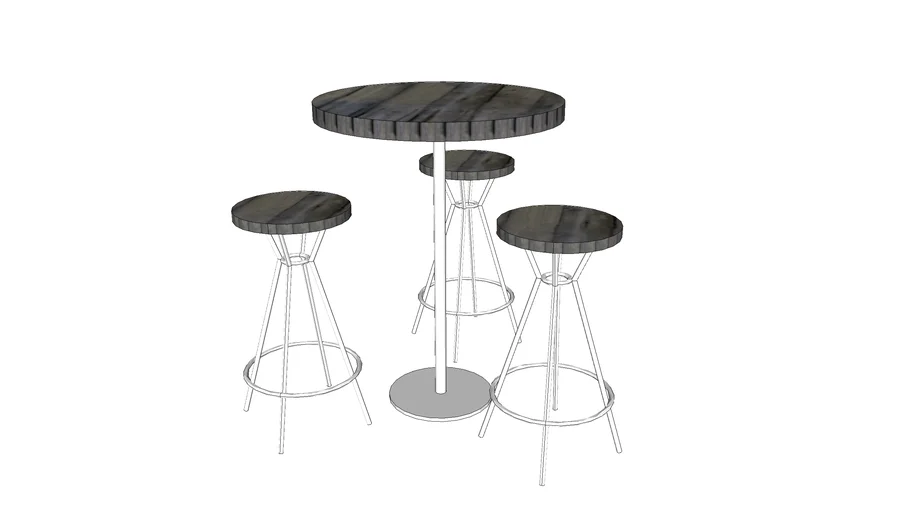 Bar Ht Table and Stools | 3D Warehouse