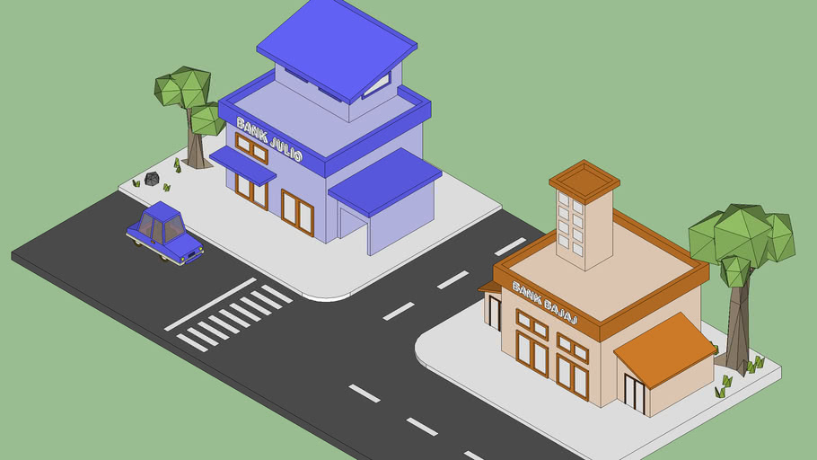 Low Poly Bank Building | 3D Warehouse