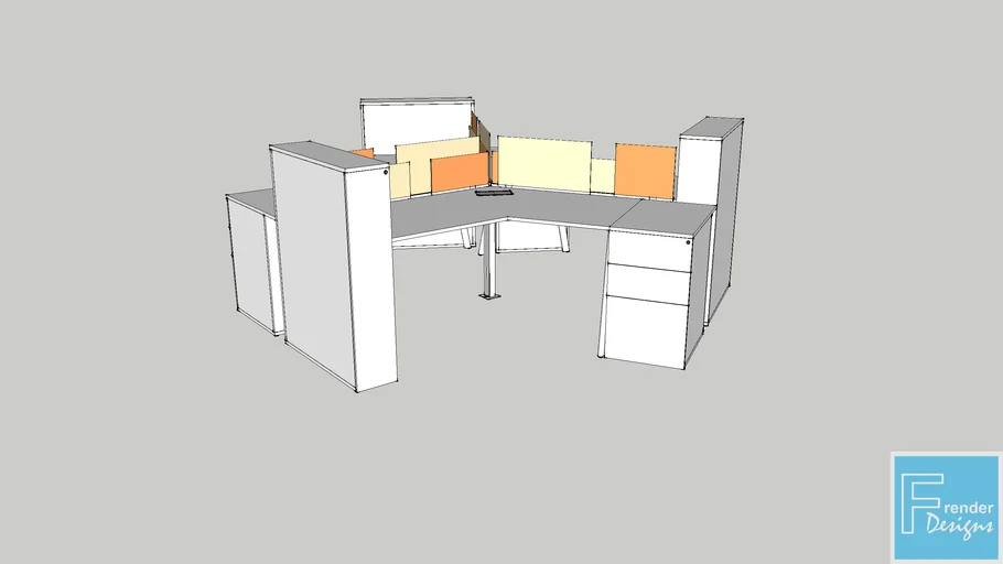 BENCHING WORKSTATIONS_03+uneven panels | 3D Warehouse