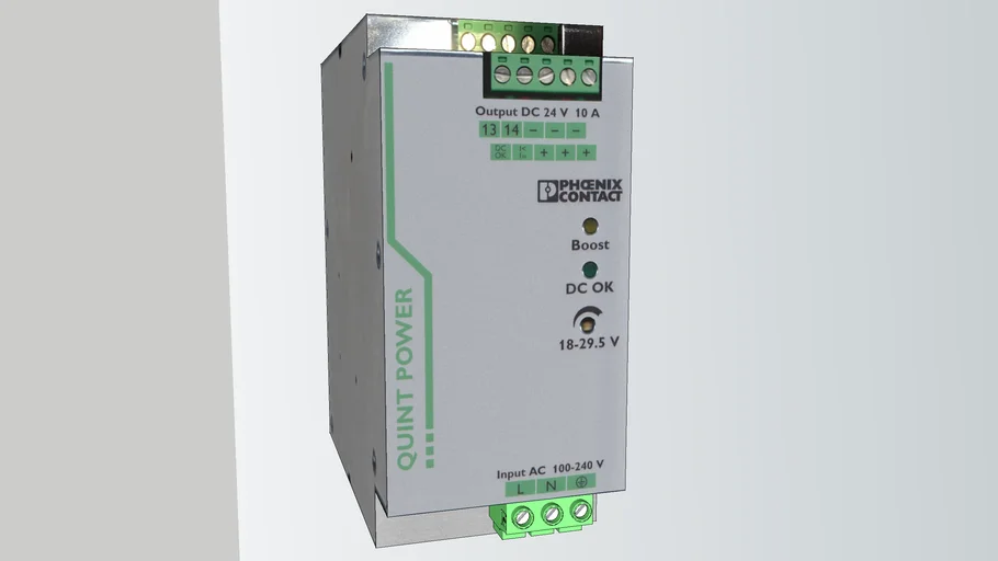 Phoenix Contact - QUINT-PS/1AC/24DC/10 24VDC PSU 10 Amps (2866763) | 3D ...