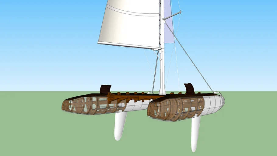 Teak wood catamaran sailboat | 3D Warehouse