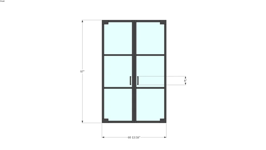 Grid Mullion Style Glass Double Doors | 3D Warehouse