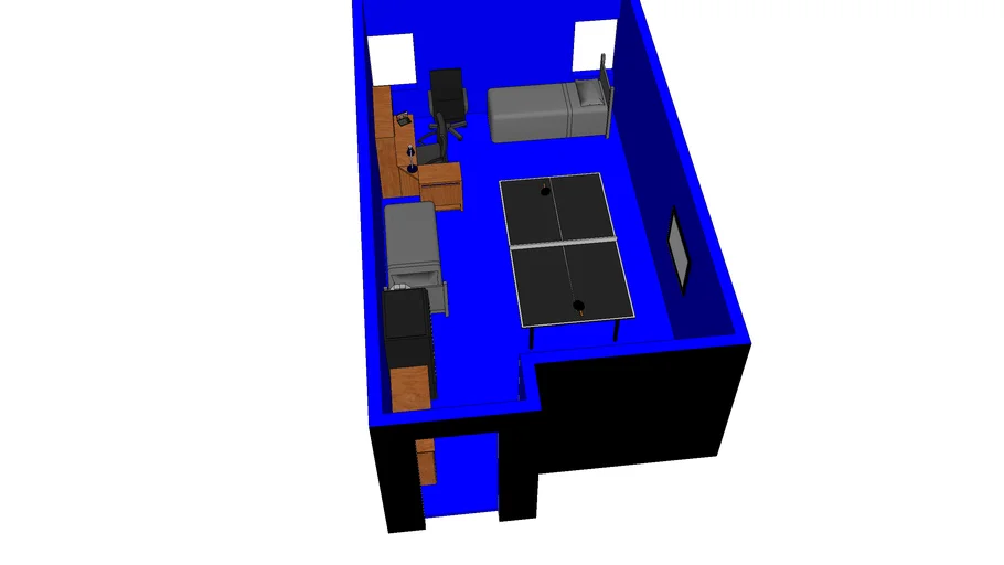 Bedroom with desk and table tennis | 3D Warehouse