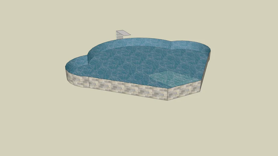 Large pool with diving board | 3D Warehouse