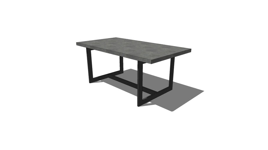 HCD – 72x38 Stretcher Dining Table w/1x3 Tube Steel (re-oriented) | 3D ...