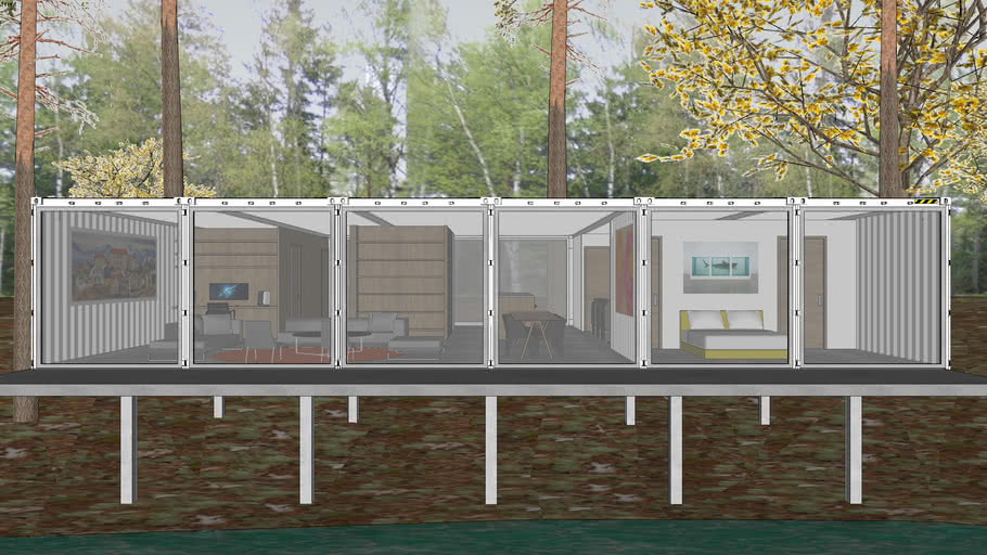 Modern House // 004 // Shipping Container House | 3D Warehouse