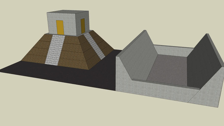 Aztec temple and ball court in a plaza | 3D Warehouse