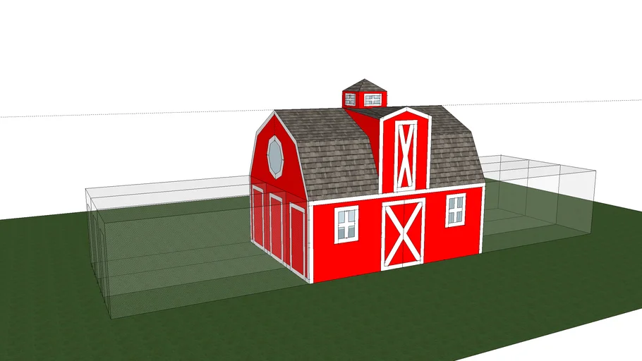 2 Floor Gable Roof Chicken Breeding Coop 18x24 | 3D Warehouse