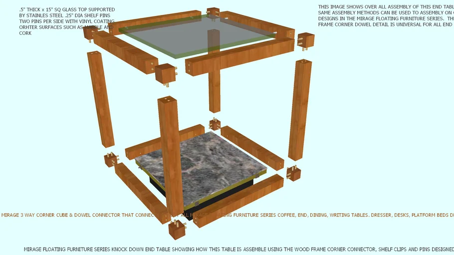 END TABLE MIRAGE FLOATING KD ASSEMBLY BY JOHN A WEICK RA | 3D Warehouse