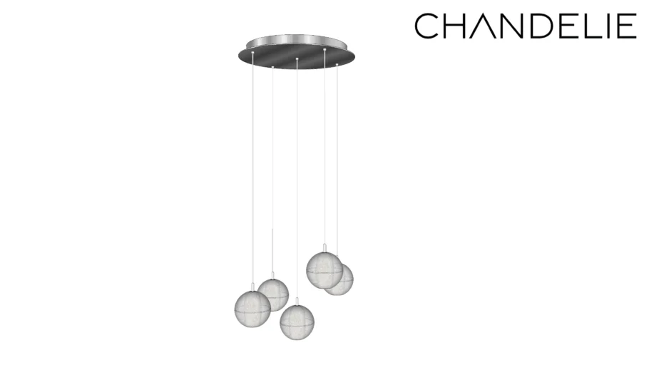 Pendente Venus Led 5x3w 3000k Cromado Fio Transparente 1,8m | 3D Warehouse