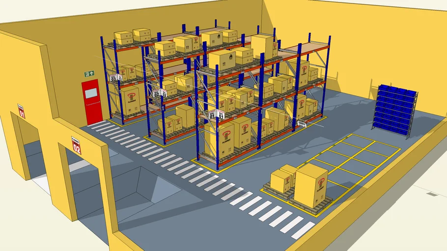 Projeto De Armazem 3d Armazém Logístico 3 Interior E Exterior Modelo
