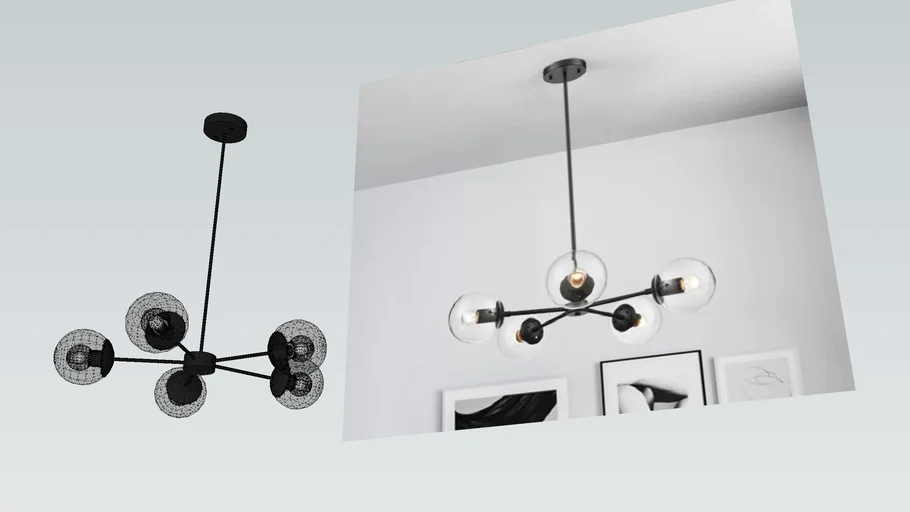 5-HEAD BULB CHANDELIER WITH BLACK FRAME | 3D Warehouse