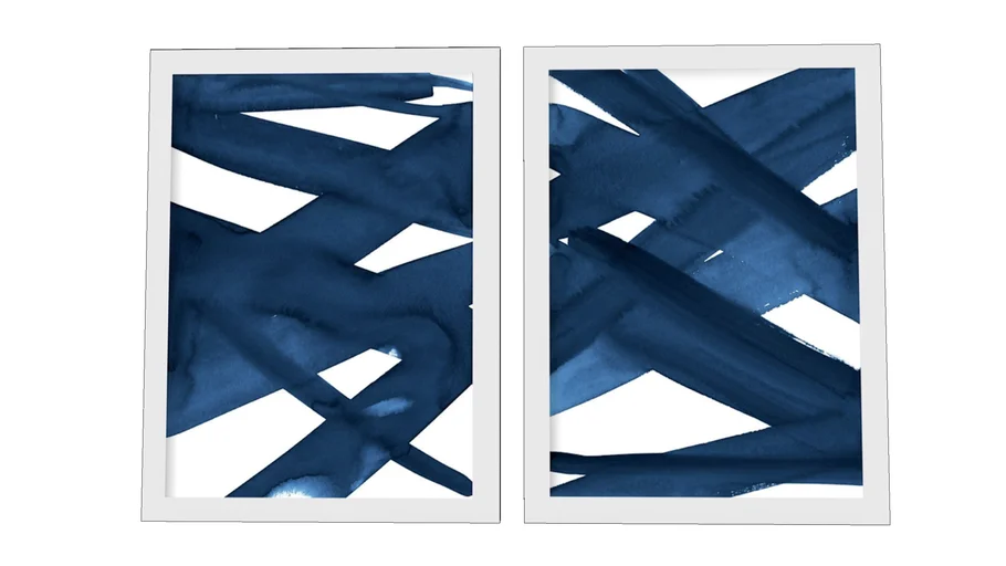 Set of Two Blue Abstract Art | 3D Warehouse