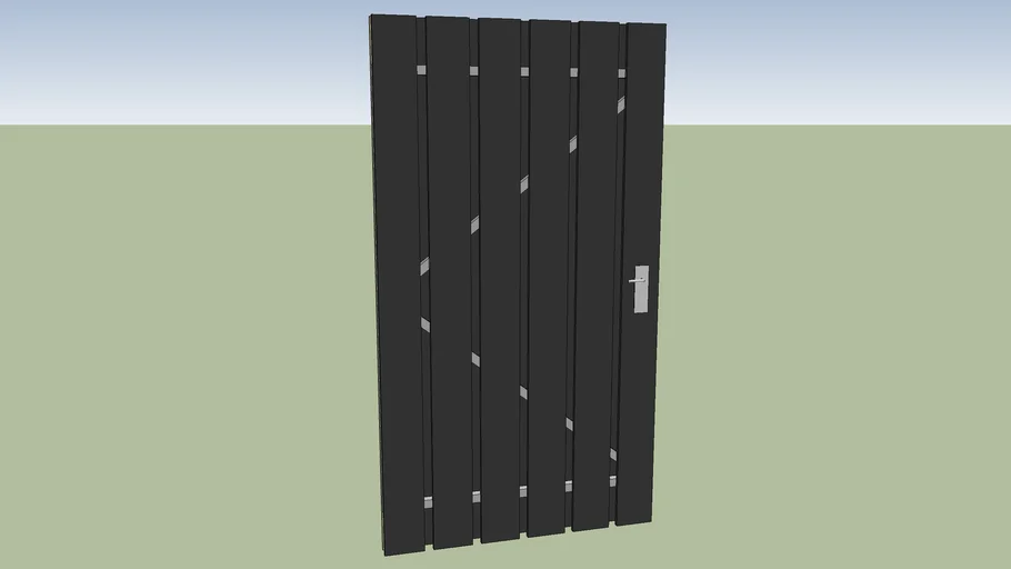 Deurframe met verticale planken ZWART 180 cm | 3D Warehouse