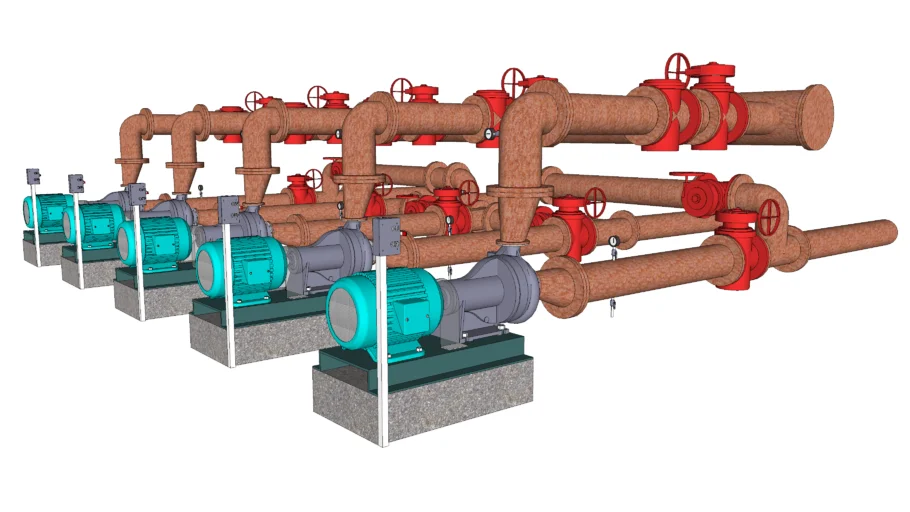 Return Activated Sludge Pump Train - Animated | 3D Warehouse