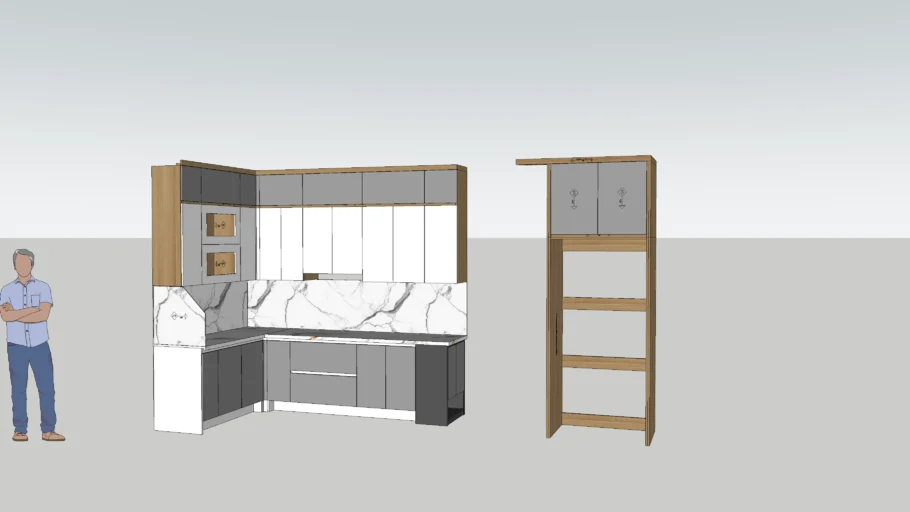 Tủ bếp L DƯƠNG EC | 3D Warehouse