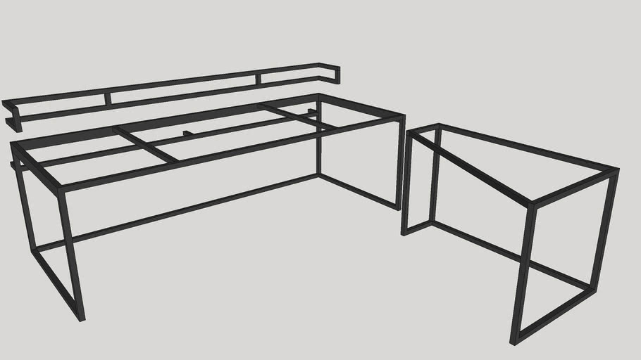 Corner table 0.75 inch steel frame only | 3D Warehouse