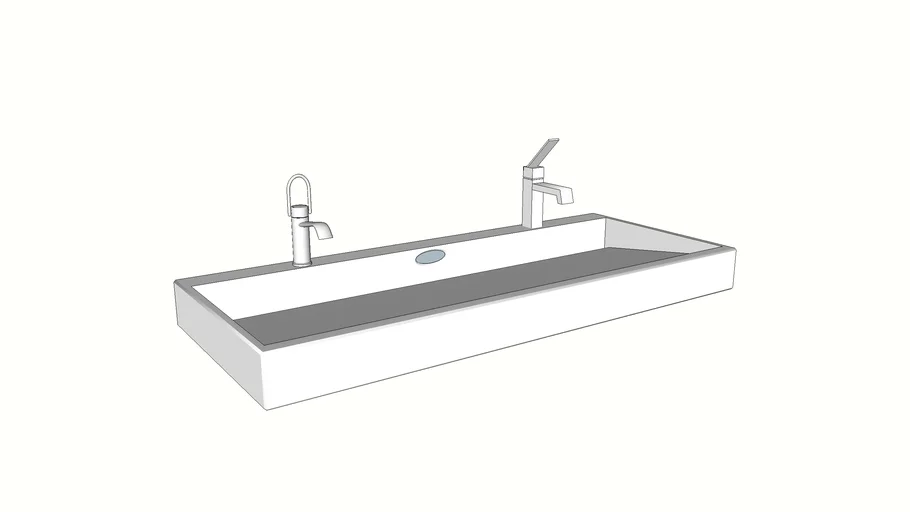 2 seater sink with 2 different taps | 3D Warehouse