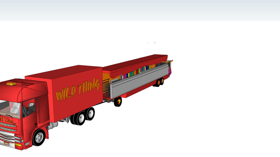 funfair Miami wild thing truck and packed up trailer ride | 3D Warehouse