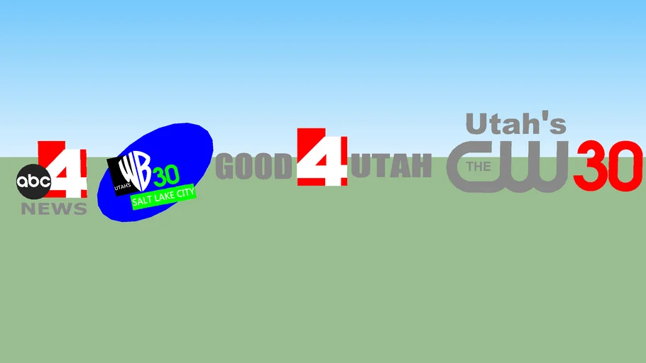 New ABC 4 KTVX Logo With Utah's The CW 30 Logo & UTAH'S WB 30 Logo | 3D ...