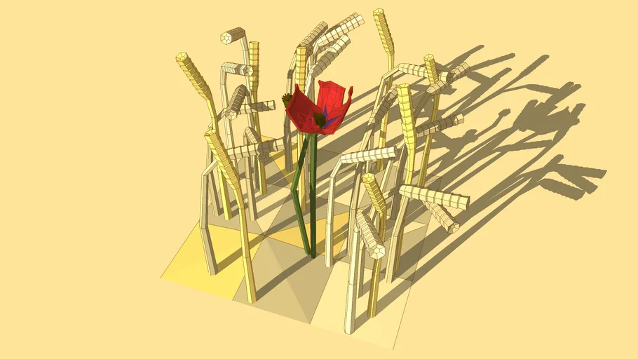 wheat & poppy low poly | 3D Warehouse