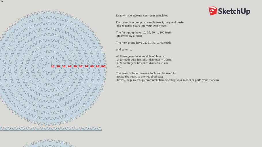 Ready-made involute spur gear templates | 3D Warehouse