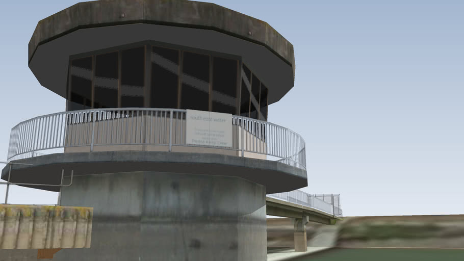 Ardingly Reservoir dam, valve tower and water sports Activity Centre ...