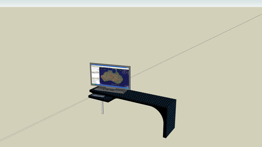 Table with screen and keyboard | 3D Warehouse