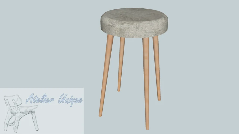 Concrete stool with toothpick feet | 3D Warehouse