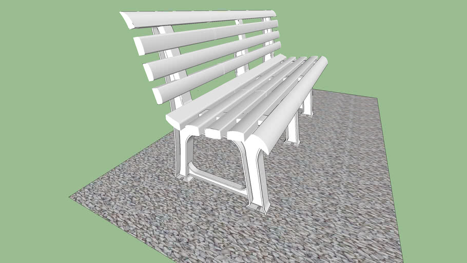 Fully metal bench painted white | 3D Warehouse