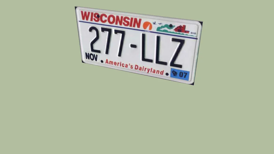 Wisconsin Licence Plate | 3D Warehouse