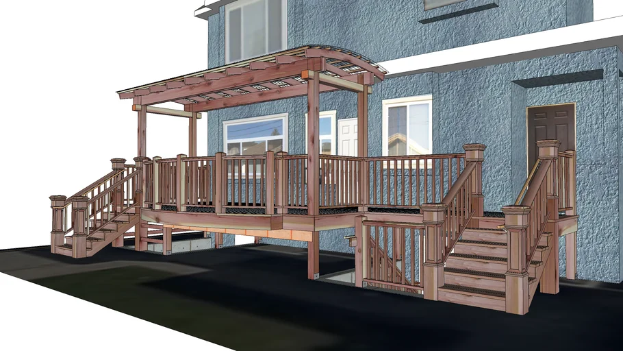 Cedar deck with canopy | 3D Warehouse
