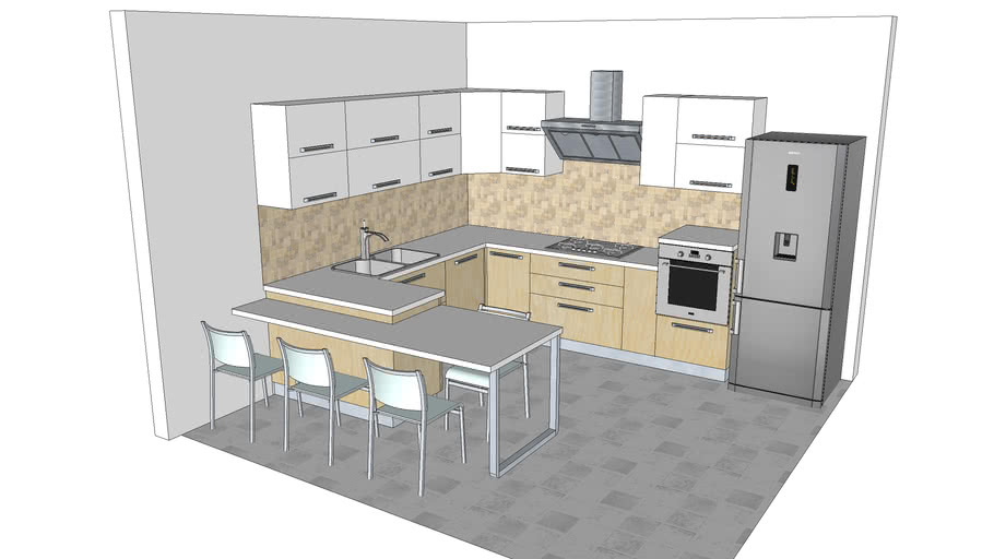 Corner kitchen with table | 3D Warehouse