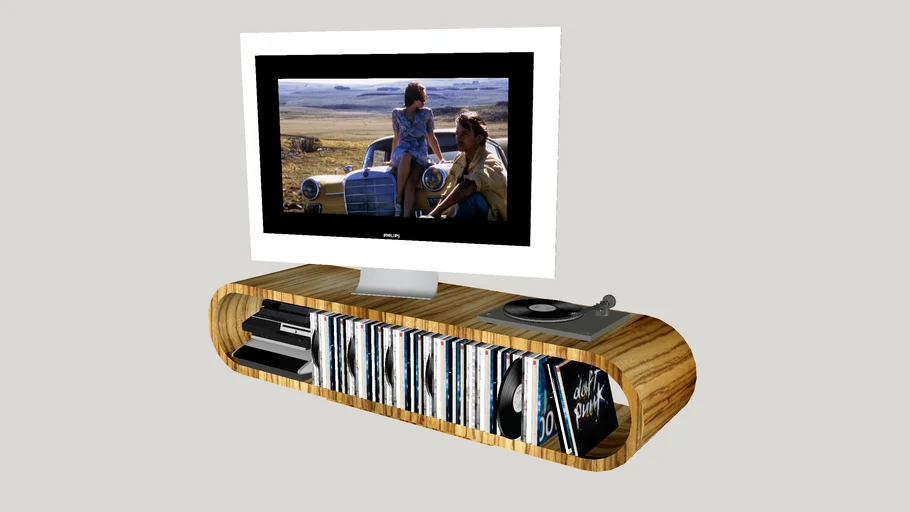 Stereo bench / multimedia center in Zebrano | 3D Warehouse