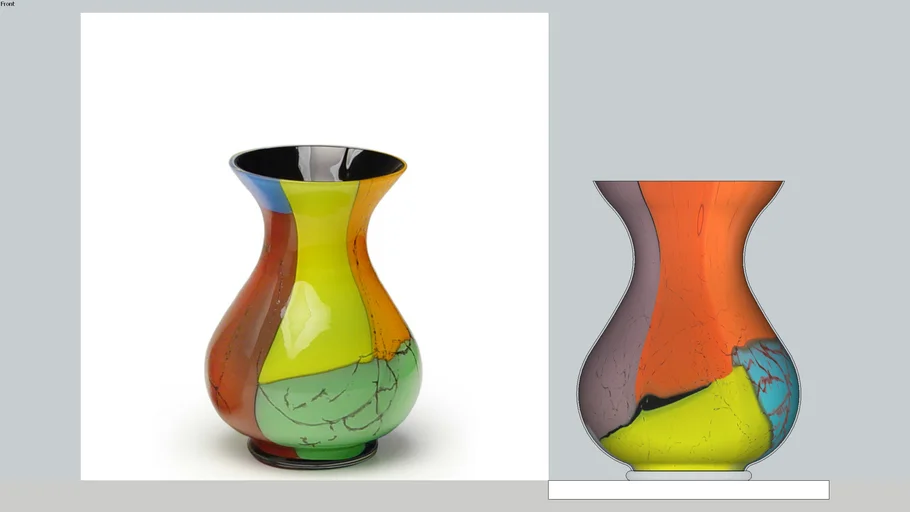 Vaso 85 Milênio Lascas Coloridas - Murano Cristais Cadoro | 3D Warehouse