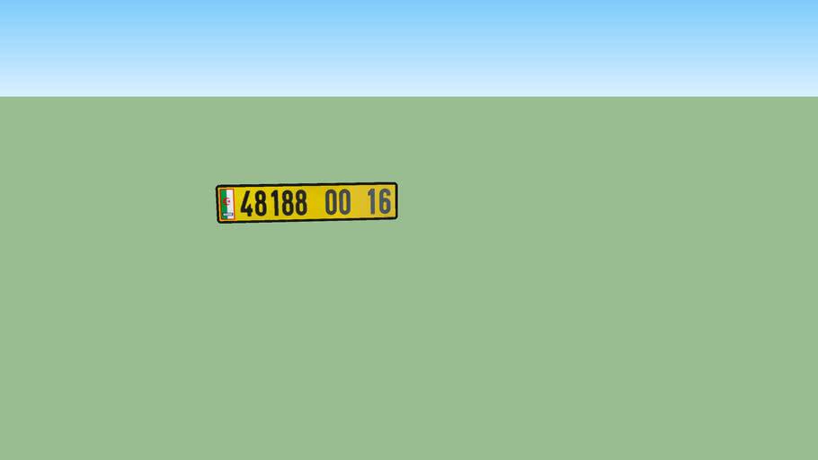Algerian License Plate | 3D Warehouse