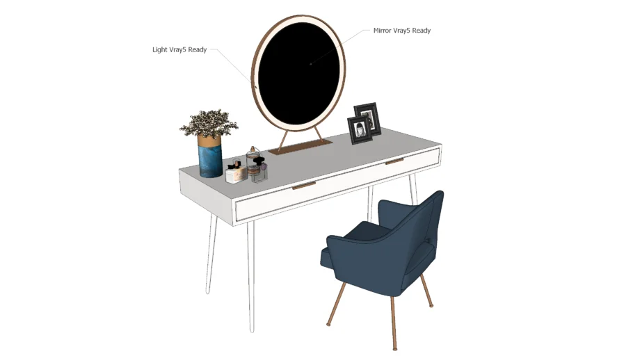 Classic-Modern Make Up/Vanity Table Set | 3D Warehouse