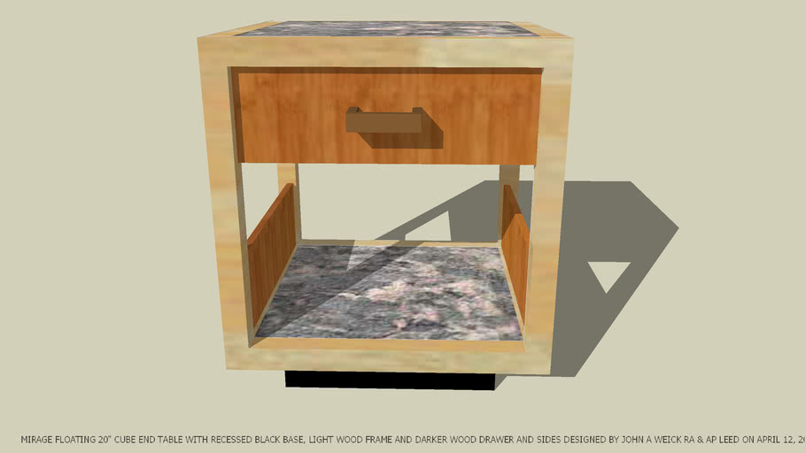 END TABLE LT WD FRAME DK WD DRAWER & HALF SIDES BY JOHN A WEICK RA | 3D ...