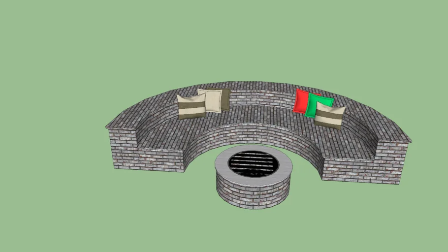 Outside Bricked Fire Pit with Pillows | 3D Warehouse