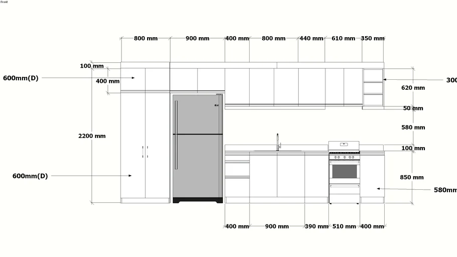 Kitchen - Single Wall | 3D Warehouse