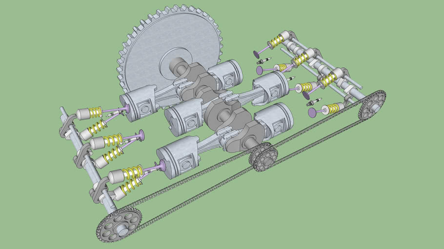 6-Cylinder Flat Engine | 3D Warehouse