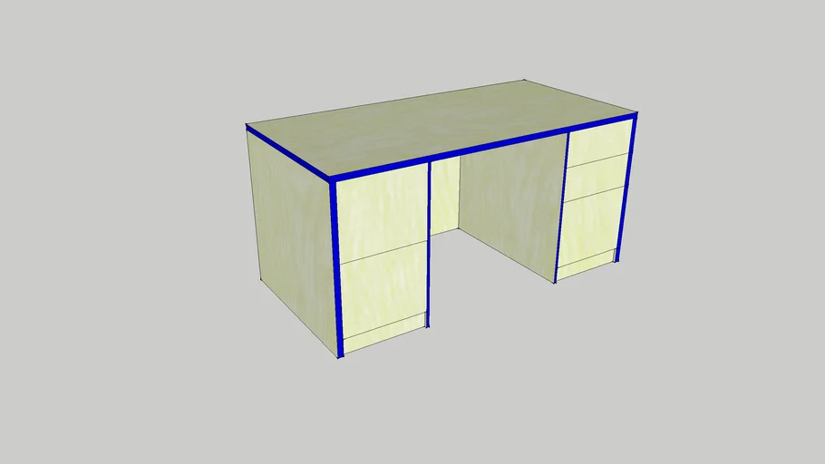 double ped teachers desk with blue edge by Candex Custom Corp | 3D ...