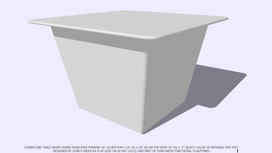 END TABLE CORNER WHITE TRUNCATED PYRAMID NO COLOR TOP BY JOHN A WEICK ...