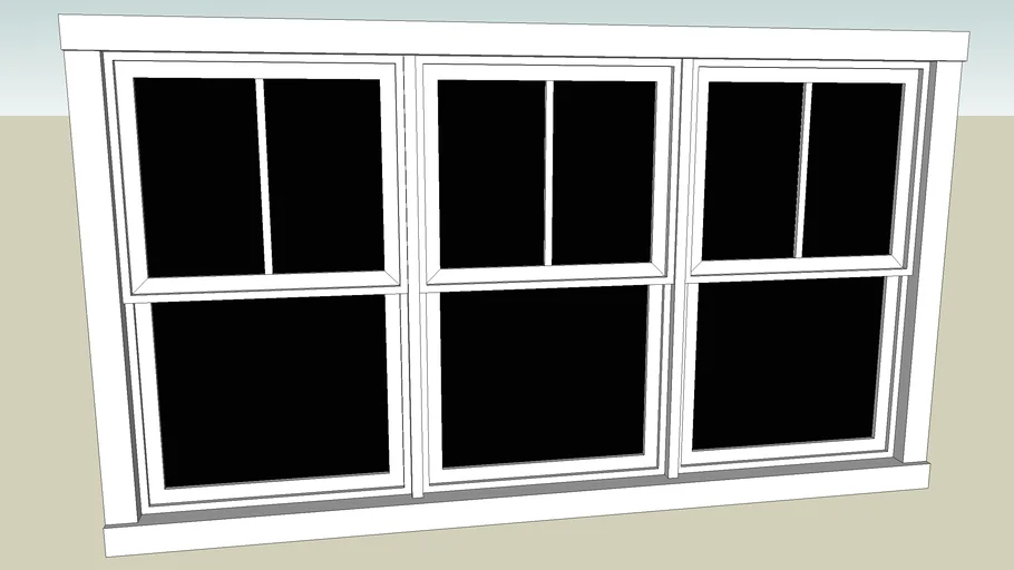 3050 triple window with siding trim | 3D Warehouse