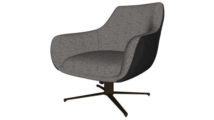 Cortlandt Lounge Chair Aged Onyx Leather and Steel Gray Fabric by ...