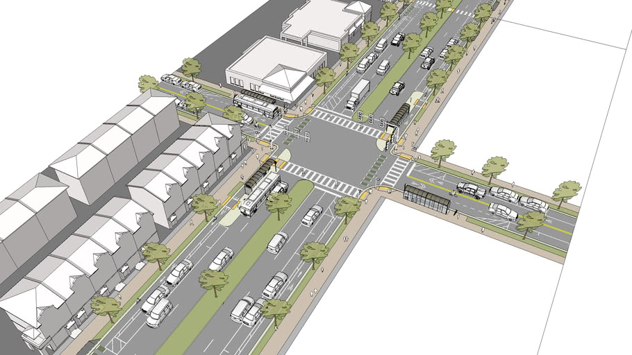 Intersection - Low Urban Density | 3D Warehouse